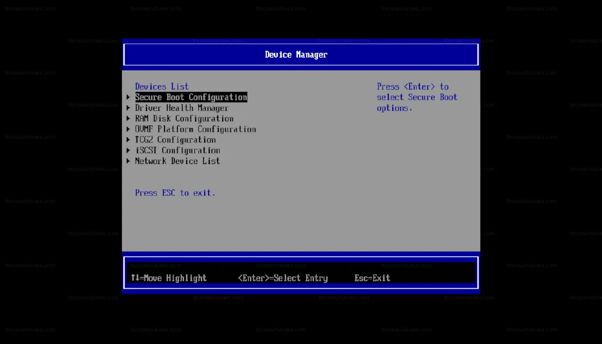 Acceder a la configuración UEFI en VirtualBox